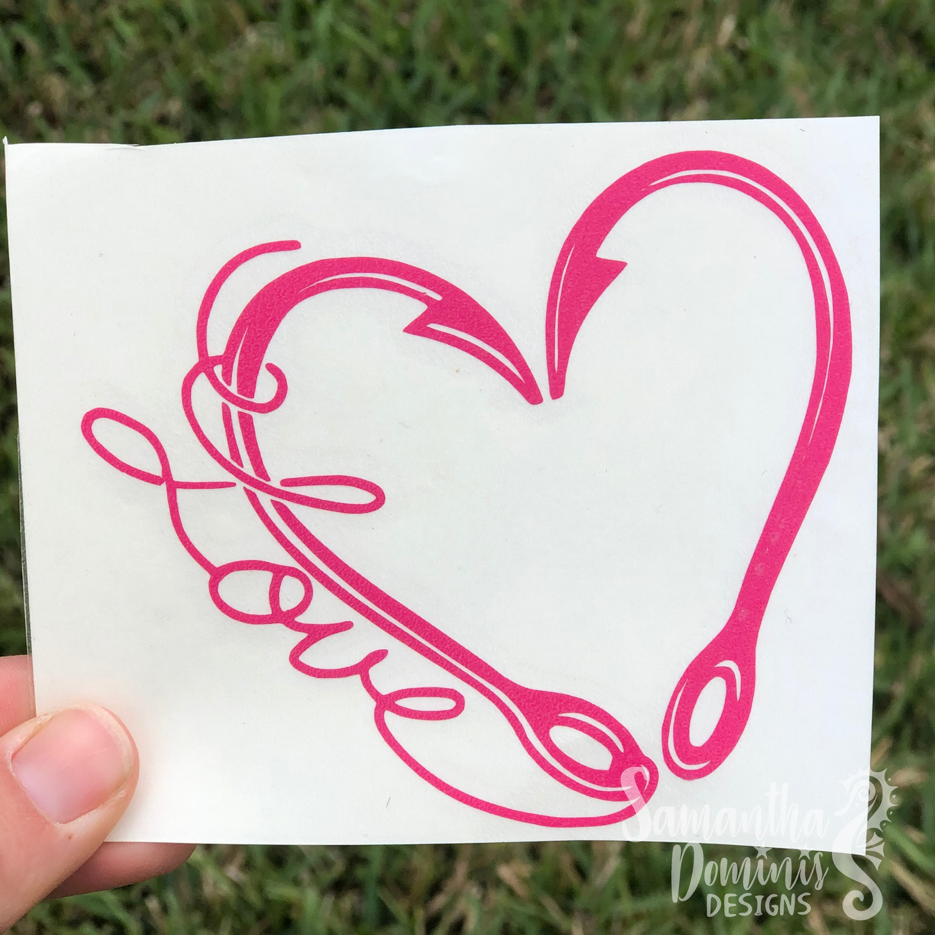 Fishing Love Heart Decal | Etsy