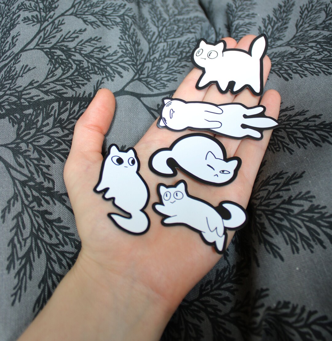 White Cat Magnets (set of 5) - Etsy