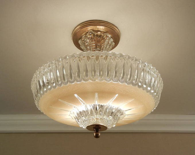 Vintage Ceiling Light 1930s 1940s American Art Deco Cream Colored ...