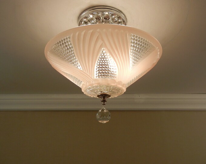 Vintage Semi Flush Ceiling Light 1940's Soft Pink Hobnail - Etsy