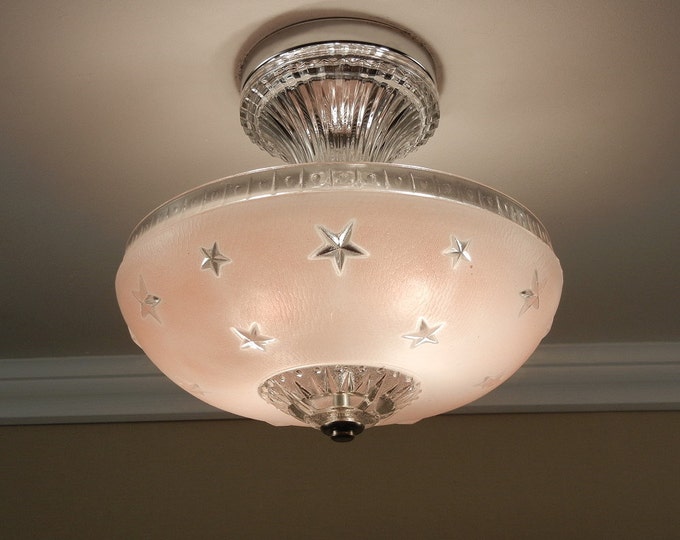 Vintage Pink STARS COMPASS NAUTICAL Glass Ceiling Light Lamp - Etsy