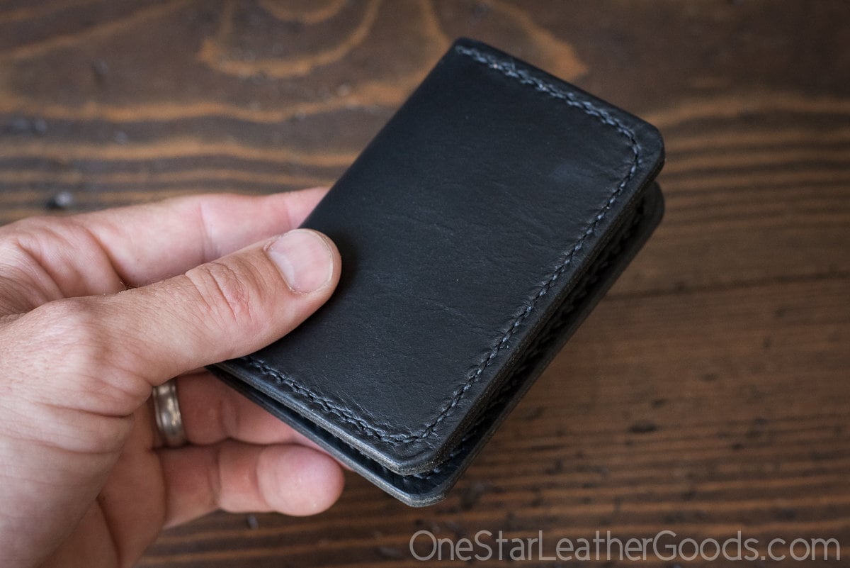 Two Pocket Card Wallet - Horween Chromexcel leather - black