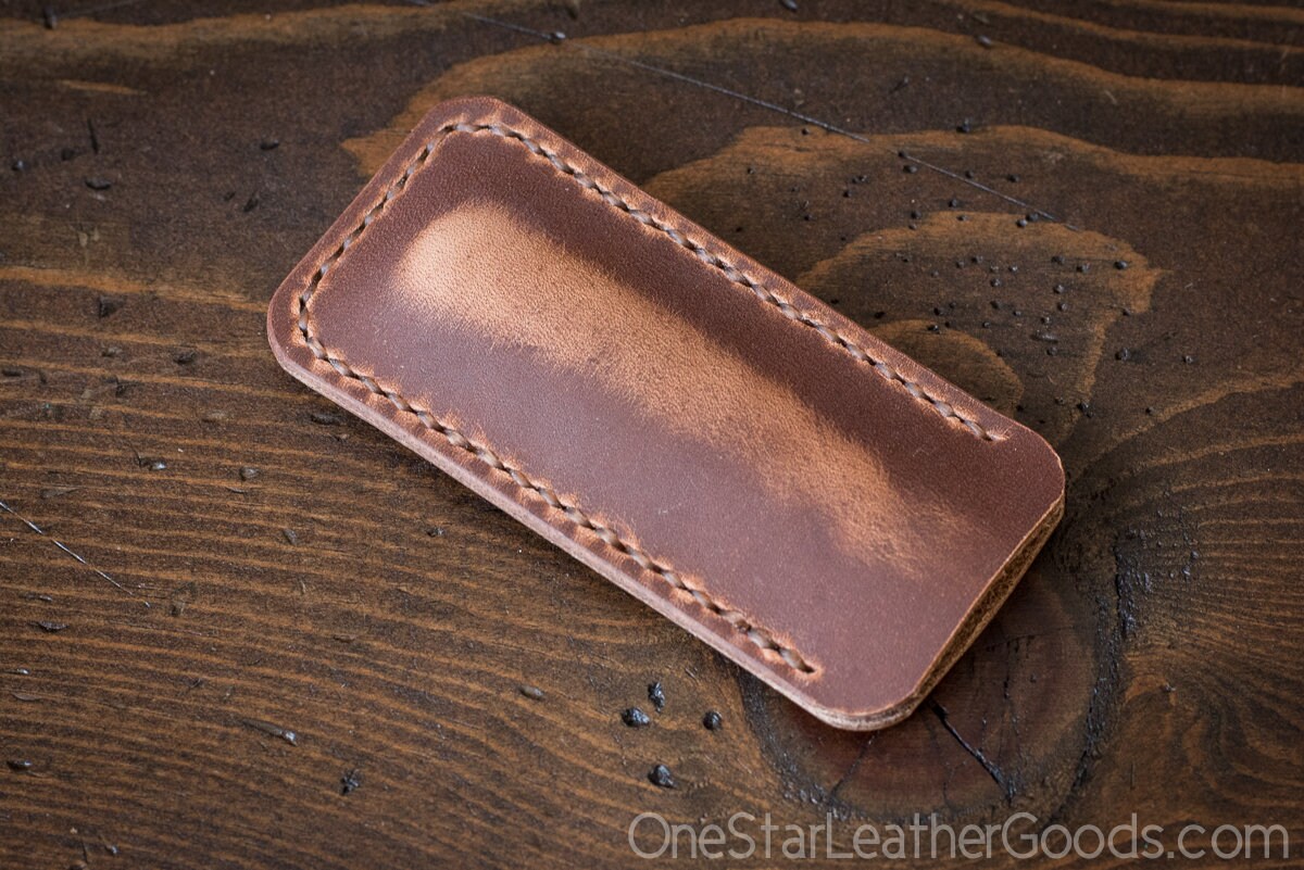 Pocket knife slip case, Size Small - Horween natural Dublin leather