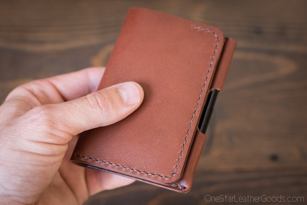 Small notebook wallet and pen Park Sloper Junior - medium brown bridle ...