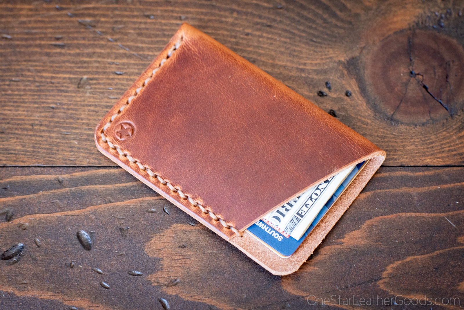 The Minimalist: micro card wallet - Horween Dublin leather - chestnut