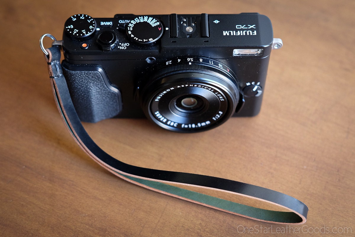 Camera Hand Strap for small cameras - black Horween shell cordovan
