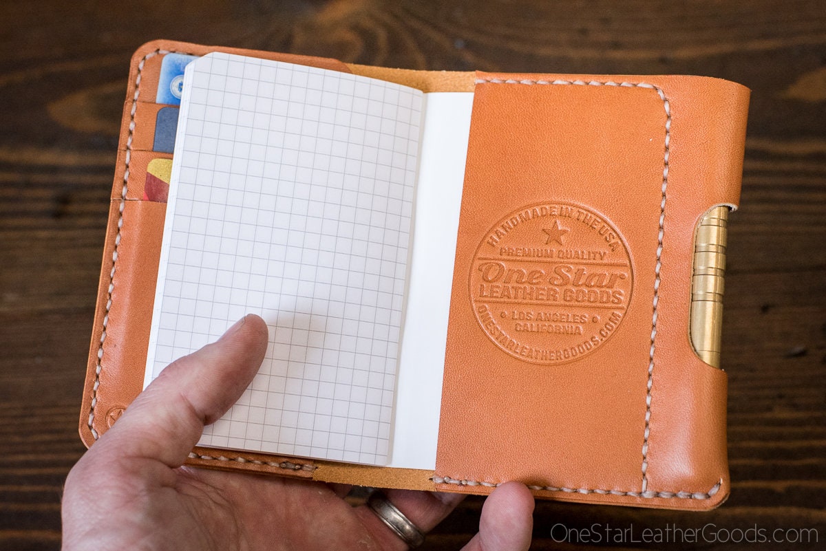 Notebook Wallet Pen Park Sloper Medium Tan Bridle Leather Psm