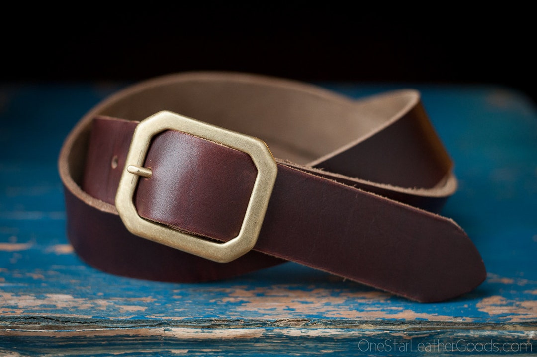 Custom Sized Belt - 1.5" Width, Horween Chromexcel Leather, Center Bar ...