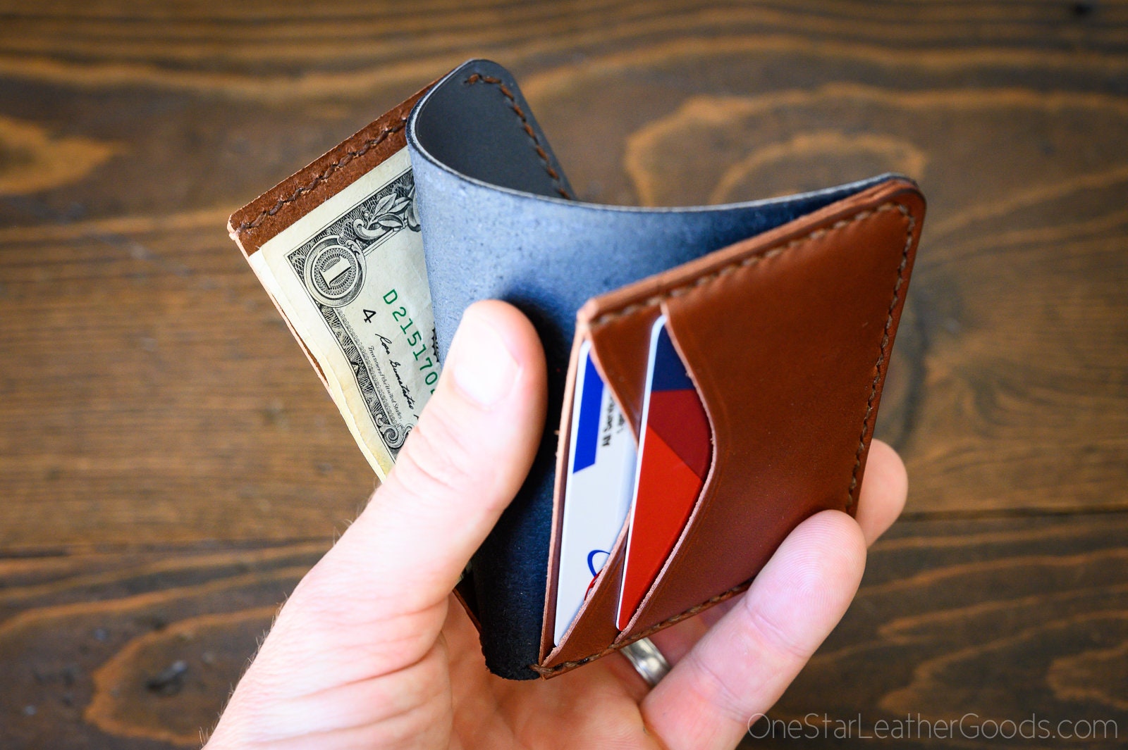 LIMITED RUN - 6 Pocket Horizontal Leather Wallet, Horween slate blue ...