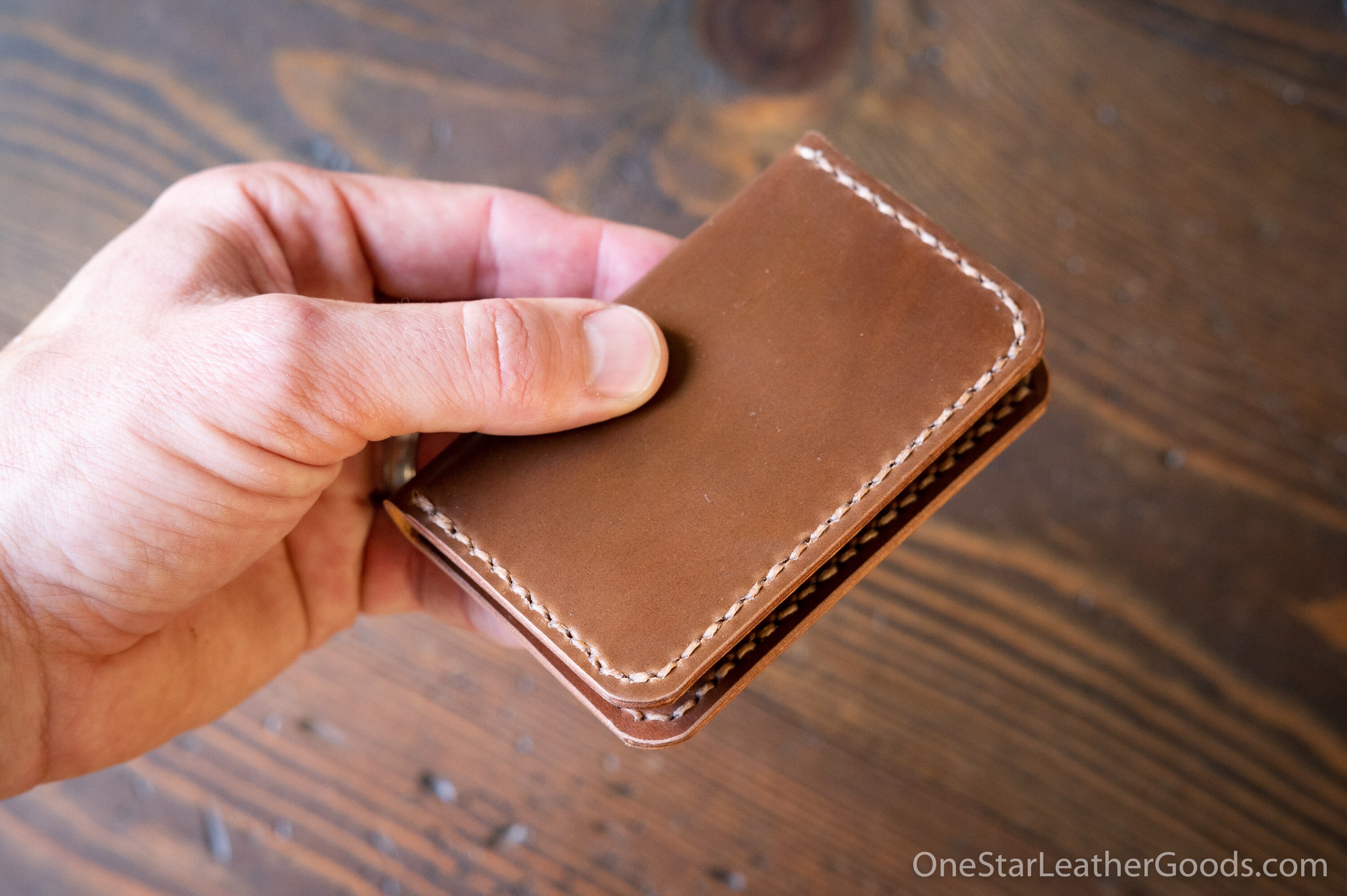Two Pocket Card Wallet - natural Horween shell cordovan