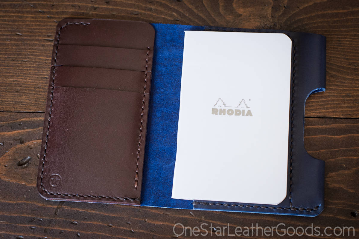 Notebook wallet with pen slot, Park Sloper Medium - blue Horween ...