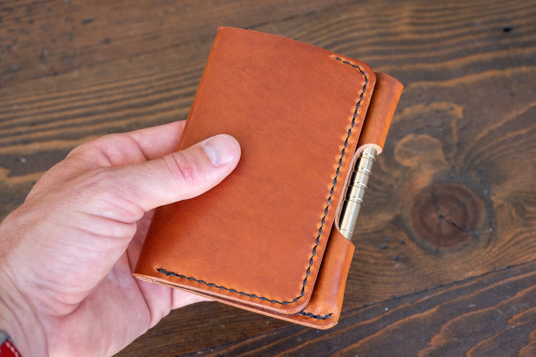 Small A7 Notebook/wallet/pen, "park Sloper Medium" - Chestnut Horween Dublin / Walnut Buttero ...