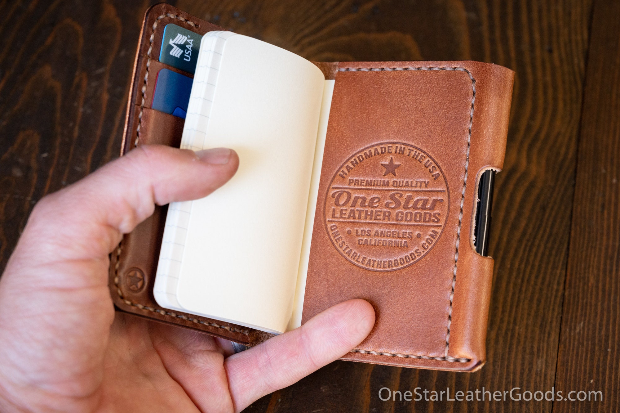 Small Notebook Wallet and Pen Park Sloper Junior - chestnut
