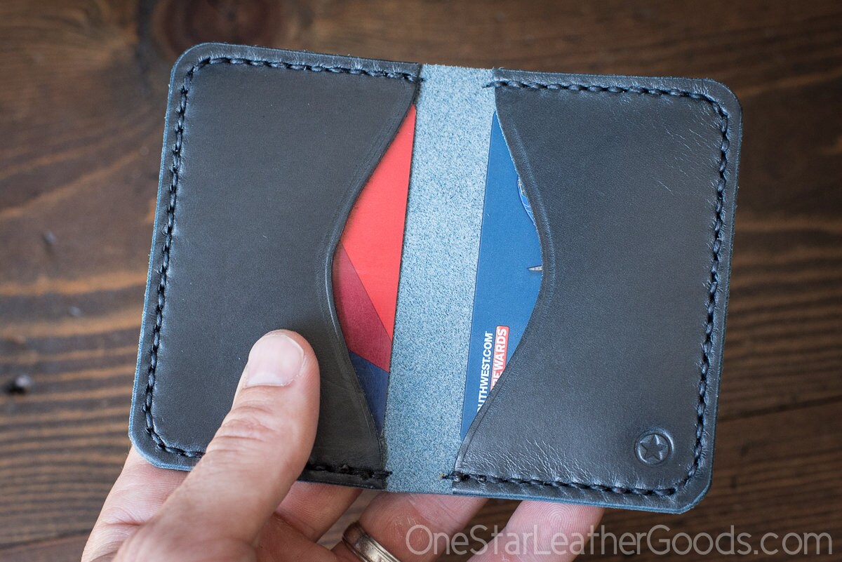 Two Pocket Card Wallet - Horween Chromexcel leather - navy