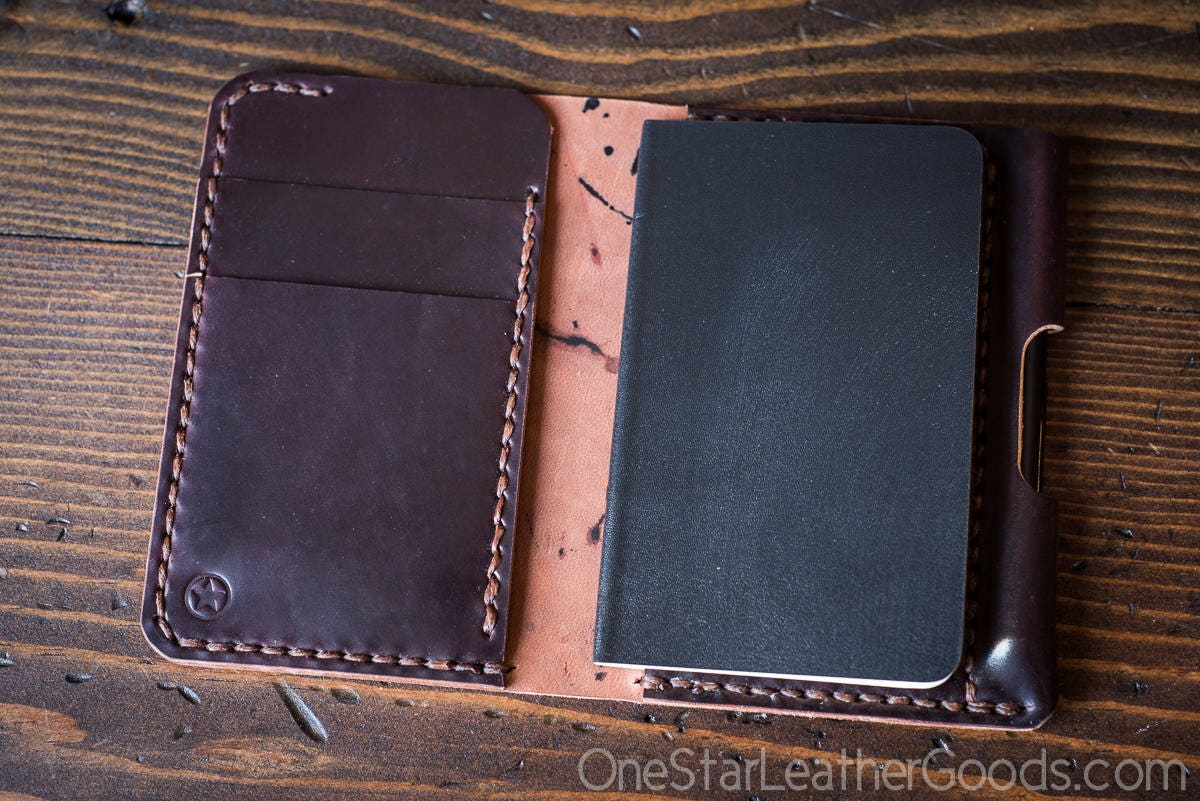 Small notebook wallet and pen Park Sloper Junior Horween shell cordovan ...