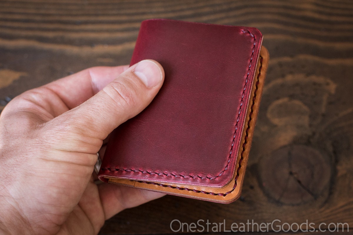 6 Pocket Horizontal Leather Wallet, Horween Chromexcel - red