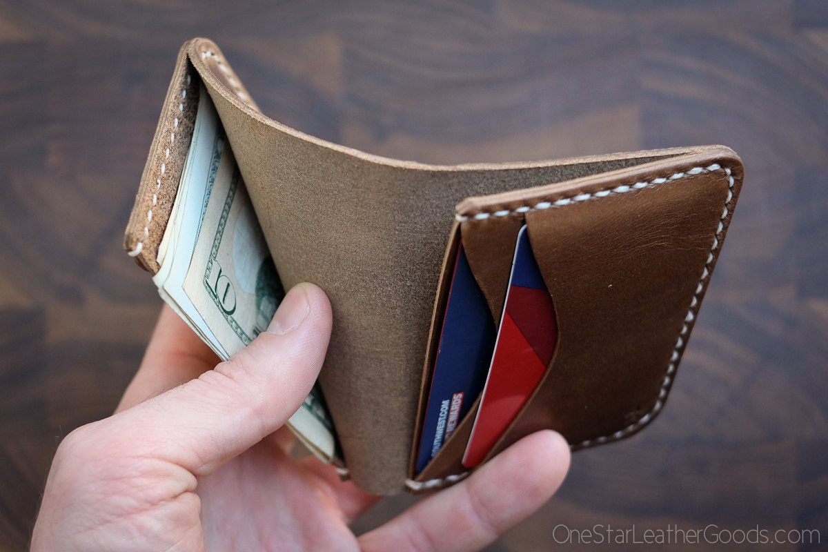 6 Pocket Horizontal wallet, hand stitched, Horween leather - natural ...