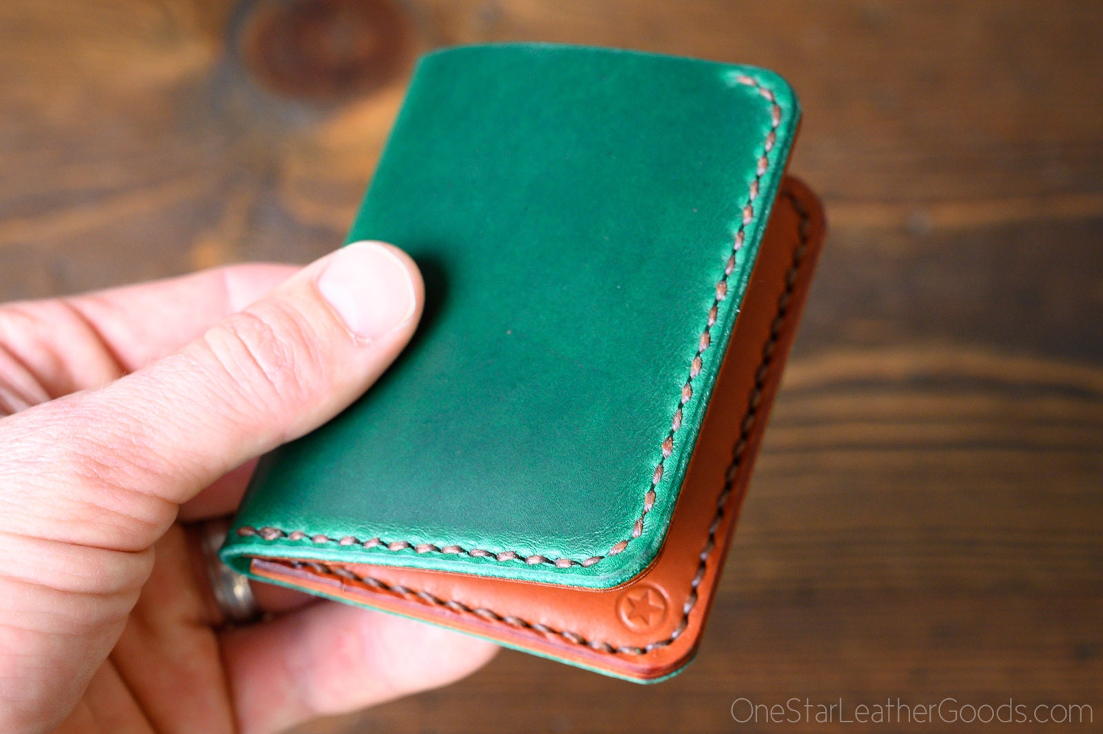 6 Pocket Horizontal Leather Wallet, Horween Chromexcel - bright green ...