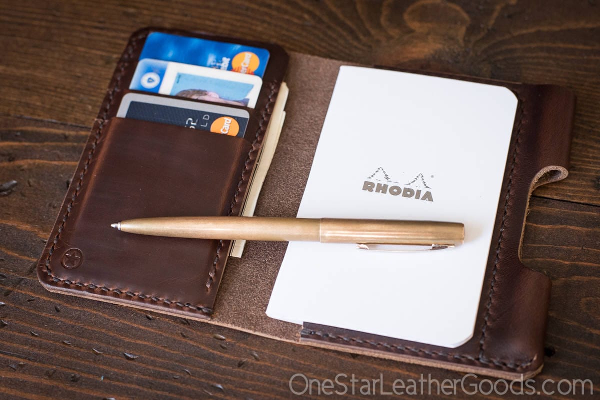 Notebook/wallet/pen, Park Sloper Medium - brown Horween Chromexcel ...