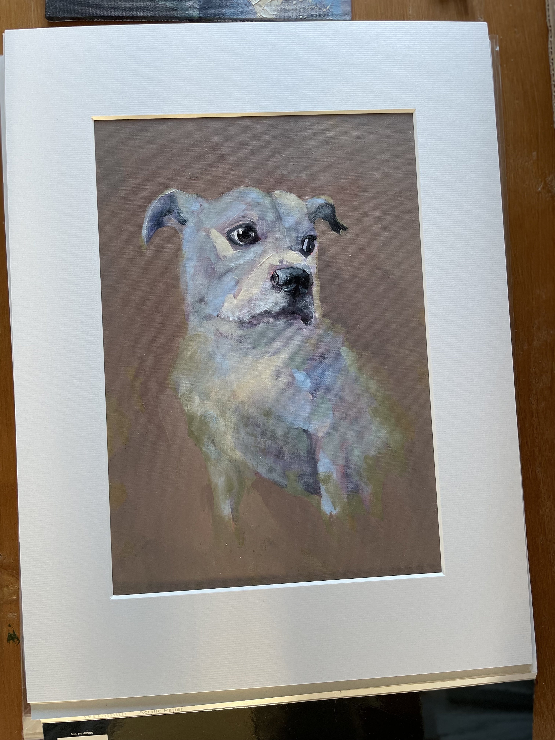 Original Staffordshire Bull Terrier Oil Painting, Painting With Mount ...