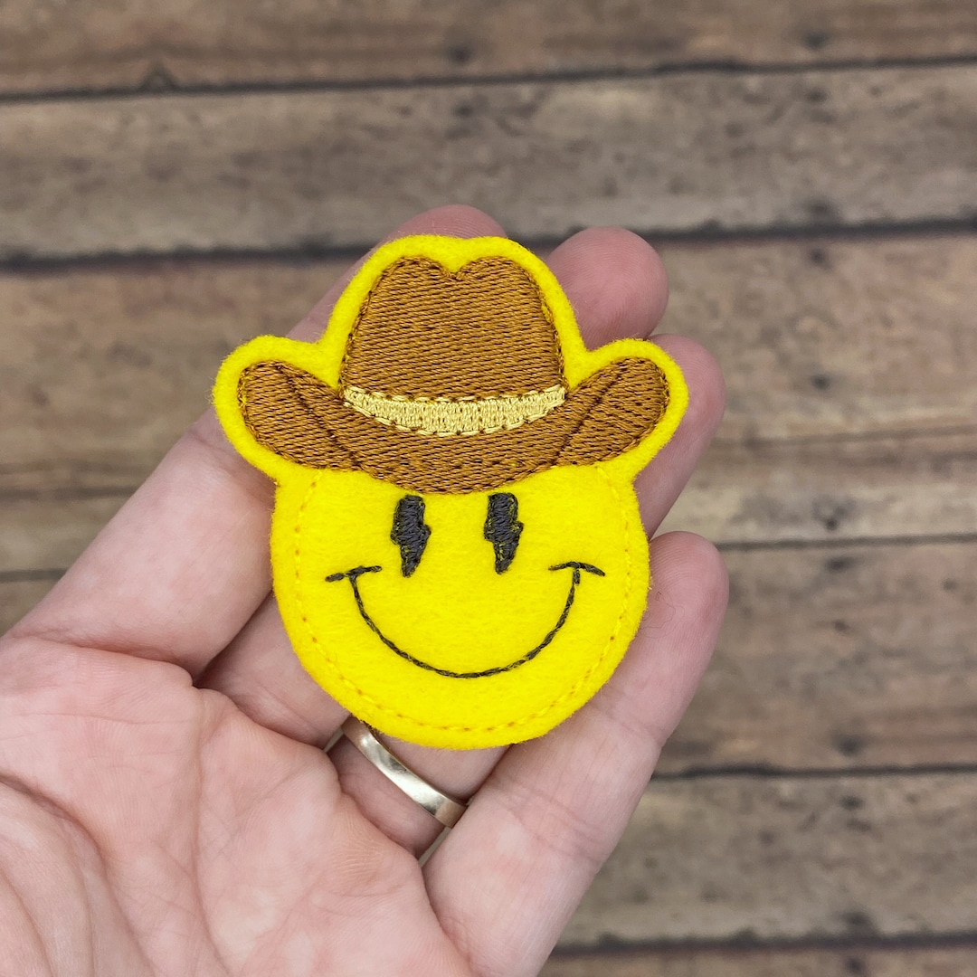 Set of 4 Cute Yellow Cowboy Emoji FELTIES Made With Acrylic Felt Ready ...