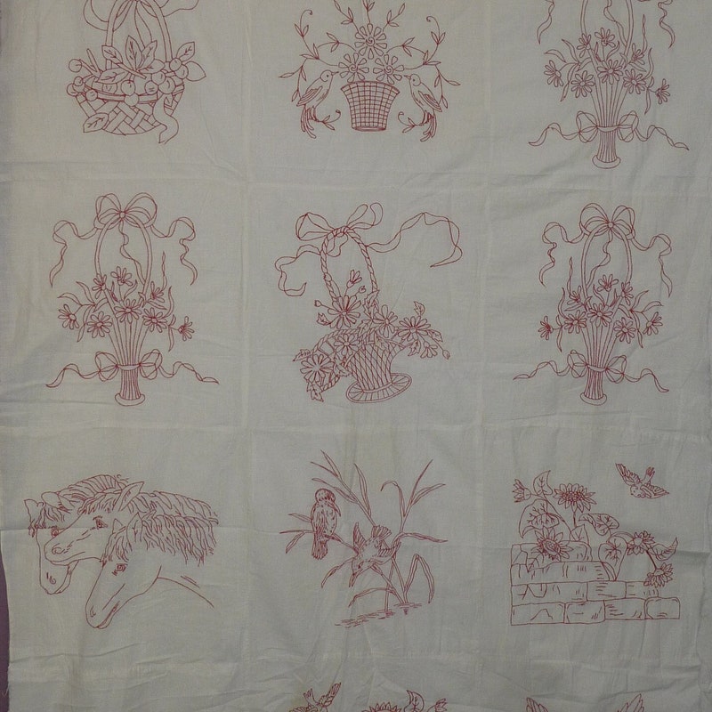 Redwork Quilt - Etsy