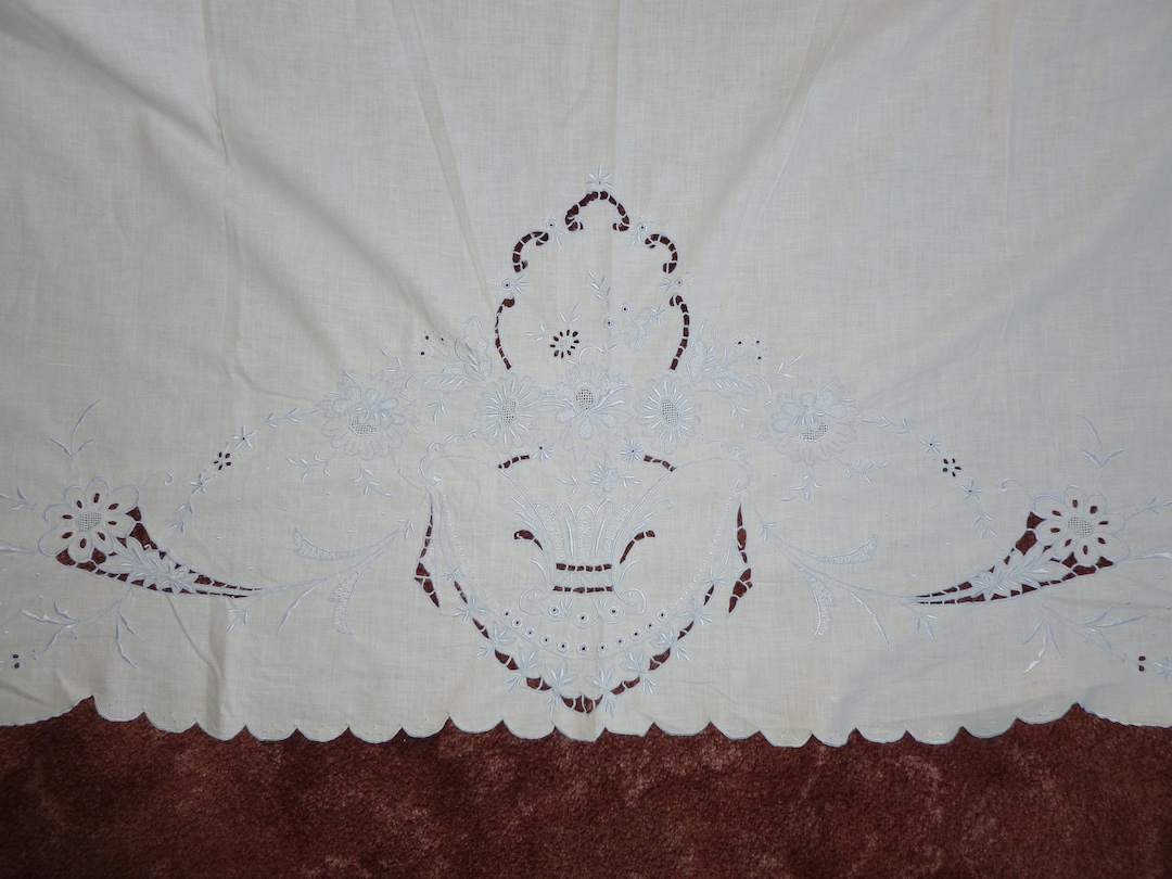 Antique Embroidered Coverlet Quilt Blanket Cover Bed Sheet Hand ...