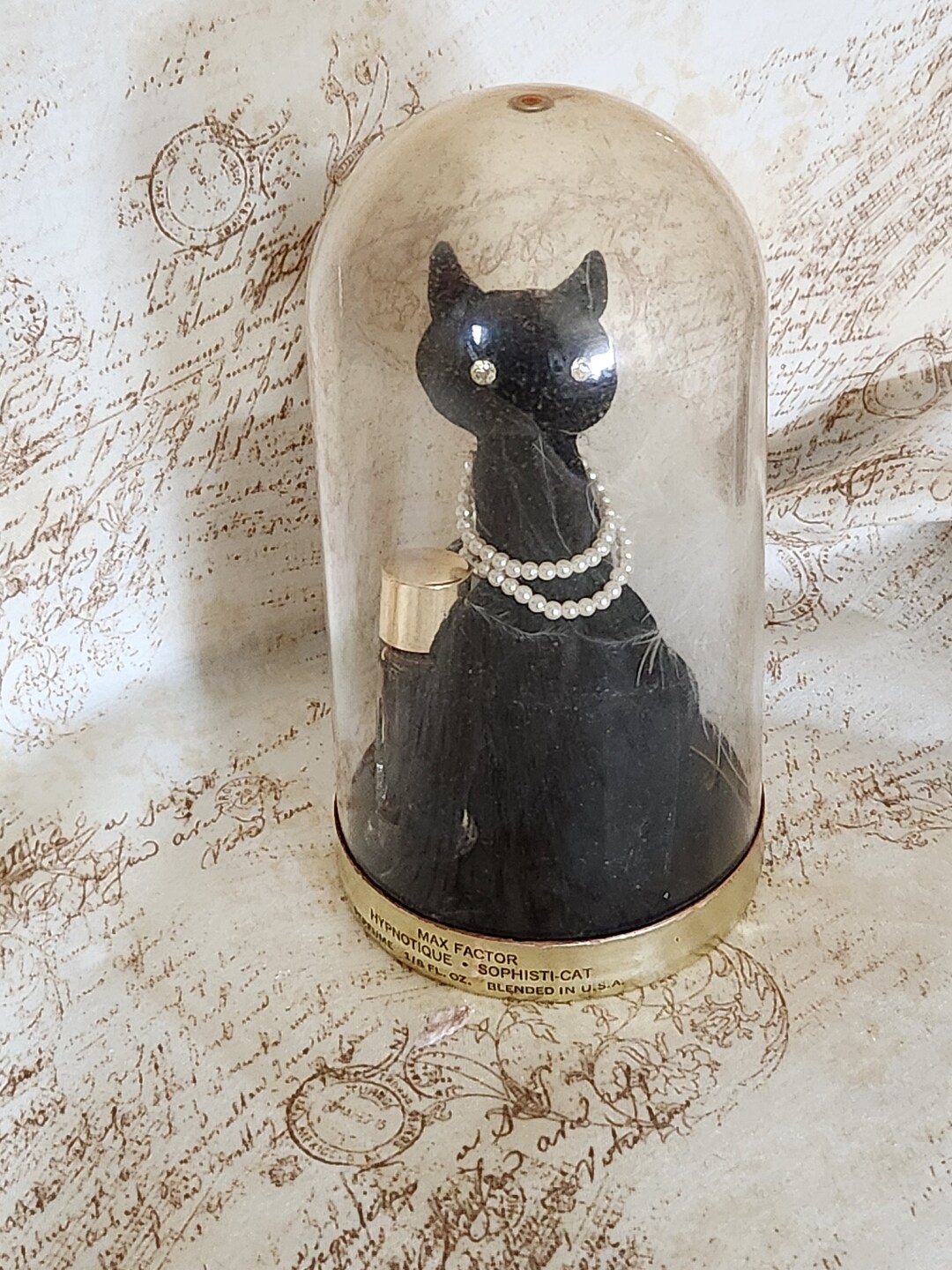 Vintage Max Factor Perfume HIPNOTIQUE Sophisti-cat Black Cat in Dome ...