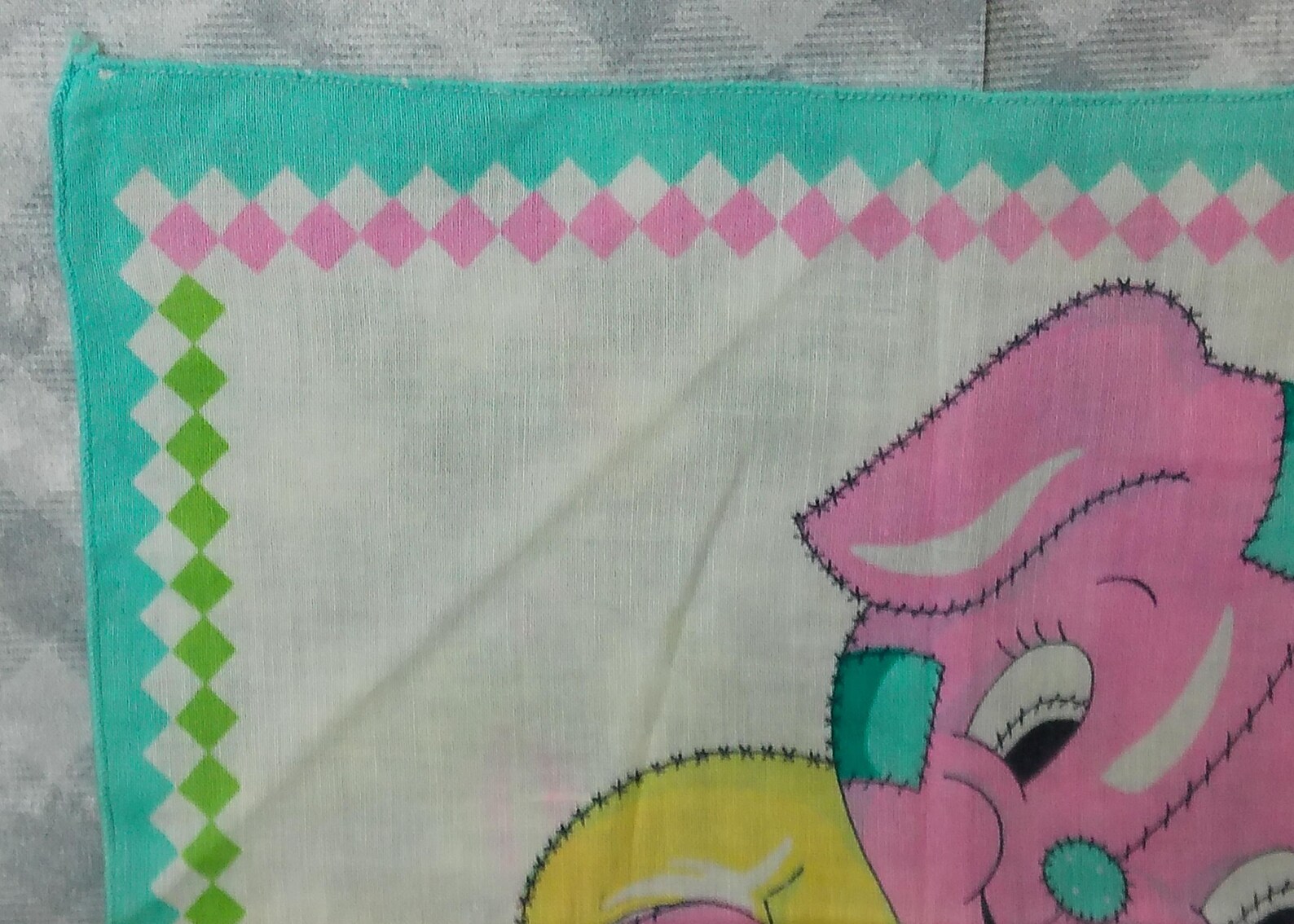 Vintage Childrens Kids Hanky Handkerchief Pig Mid CENTURY 1940s 1950s ...