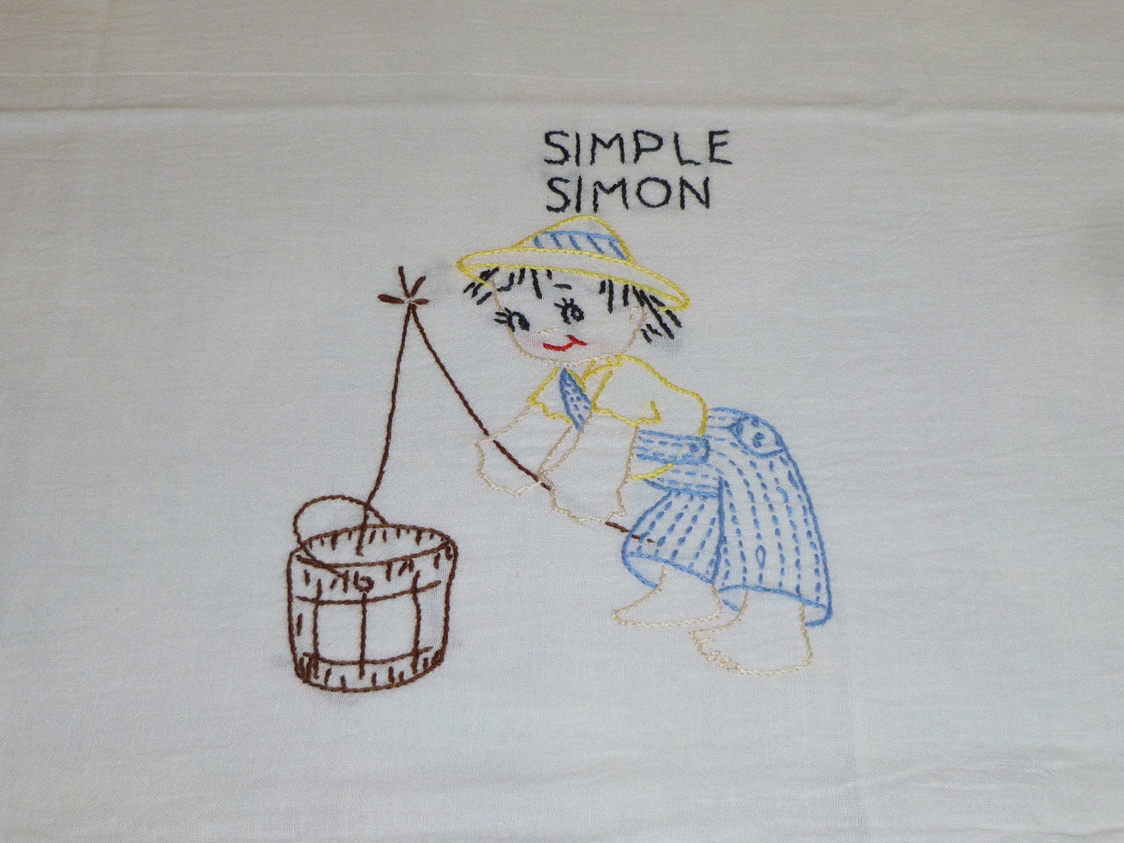 Choice of 1 Nursery Rhyme Embroidery Towel Vintage Kitchen Flour Sack ...