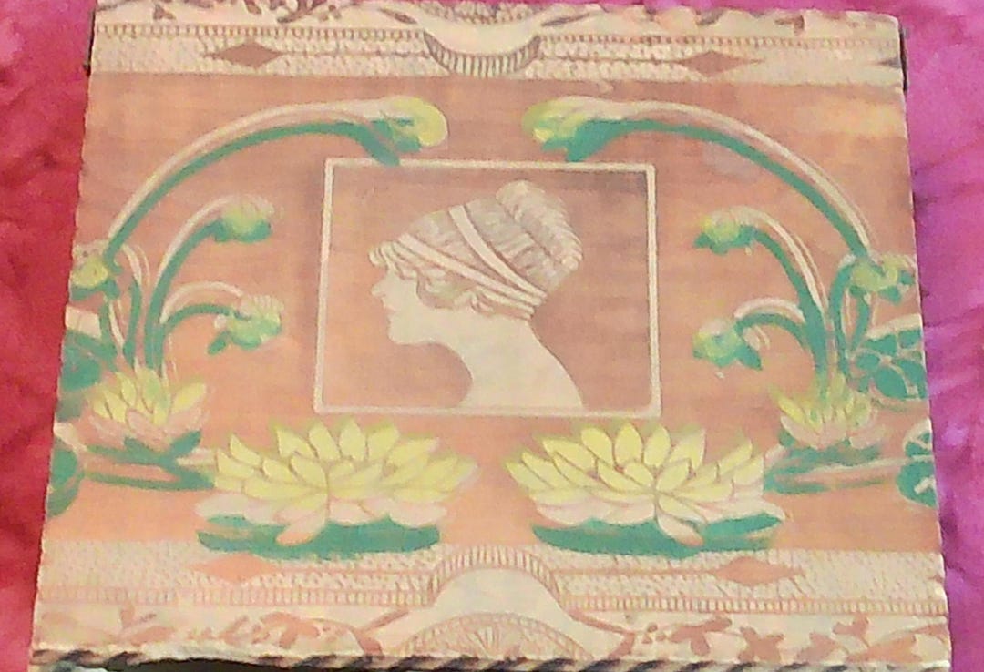 Antique Pyrography Box Flapper Girl Art Deco Vanity Glove-sewing Box ...