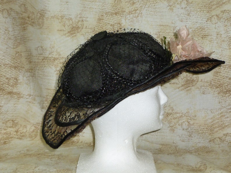 Antique 1900s Edwardian Hat Vintage Flowers Woven Straw - Etsy