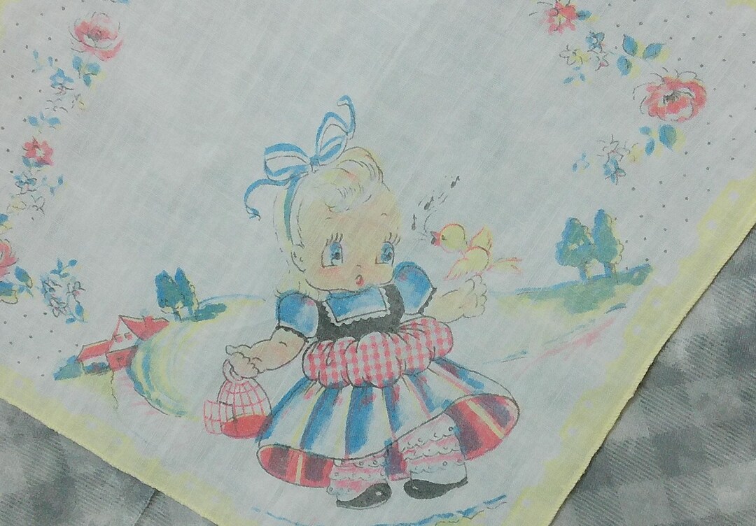 Vintage Childrens Kids Nursery Rhyme Hanky~handkerchief Mid CENTURY ...