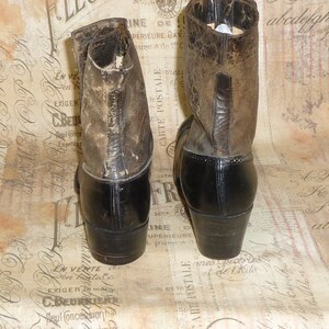 Antique Boots Victorian Edwardian Button Tu-tone Boots Black Leather ...