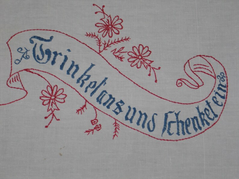 ANTIQUE Table Runner German Sampler Rhyme Turkey Redwork | Etsy
