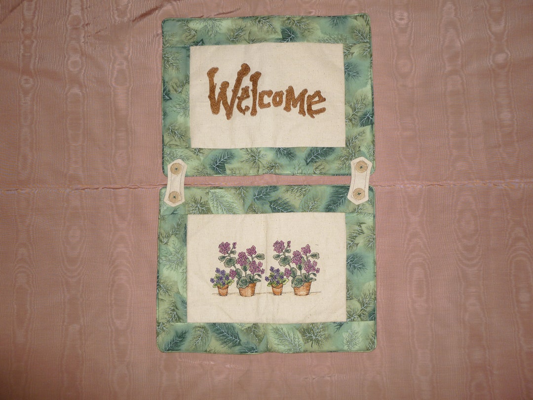 Vintage WELCOME Quilted~wall Hanging-quilt Applique Embroidery - Etsy