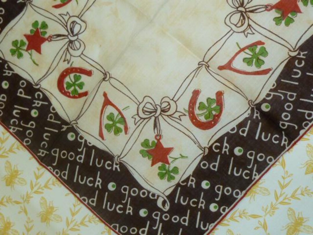 Vintage Hanky GOOD LUCK Handkerchief 1940s 1950s Mid Century - Etsy