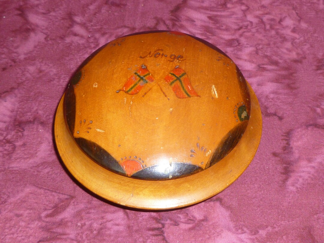 Vintage Box Souvenir Norge Norway Hand Painted Carved Folk Art ...