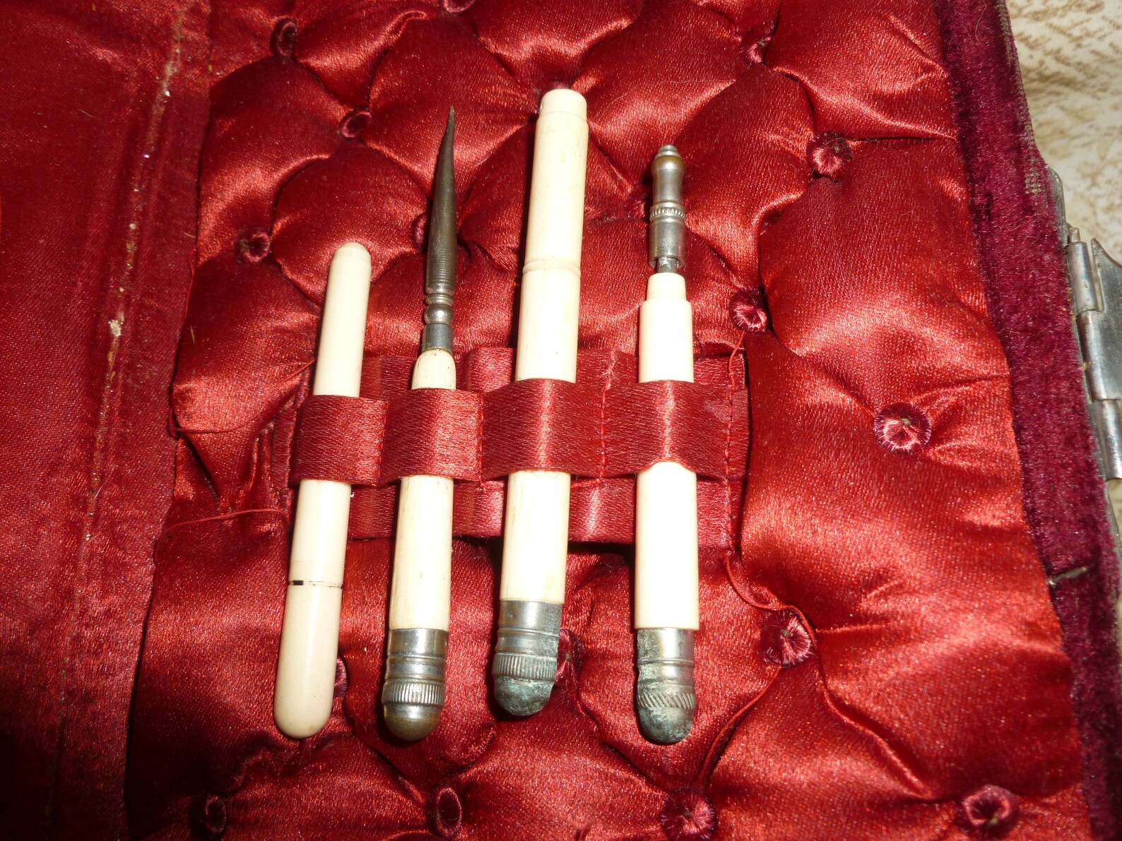 19c. Victorian Sewing Basket Antique Sewing Kit Velvet Box | Etsy