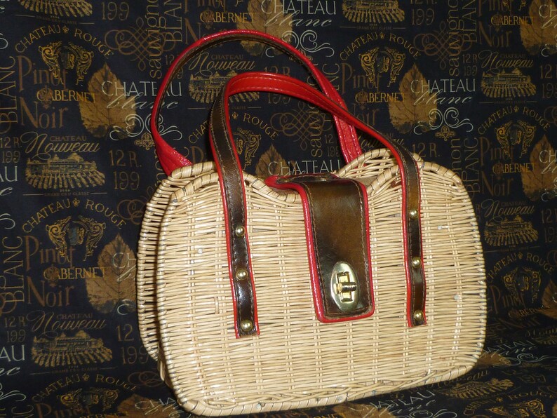 Vintage Wicker Purse Handbag / 1950s 1960s Purse / Mid Century | Etsy