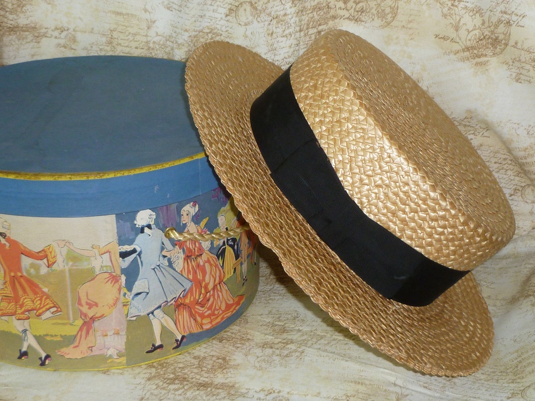 Antique Vintage Straw Boater Skimmer Hat Circa 1920s-stetson Label ...