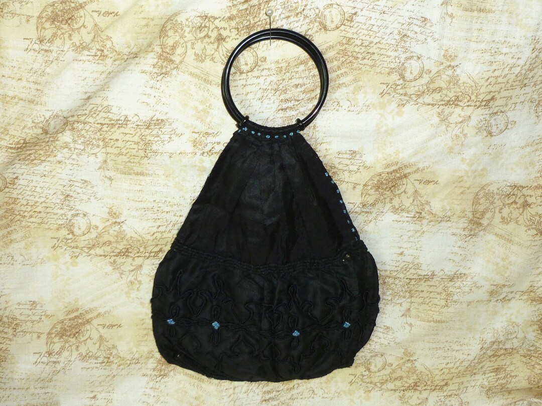 Antique Victorian Reticule Purse Embroidered 1900s Silk Edwardian ...