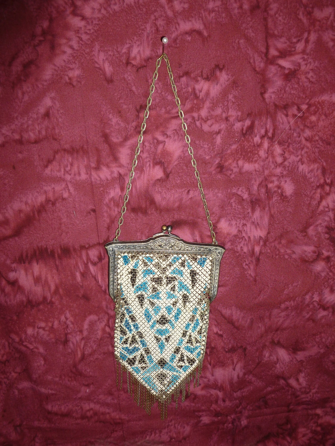Antique 1920s Mandalian MFG Art Deco Flapper Mesh Chainmail Enameled ...