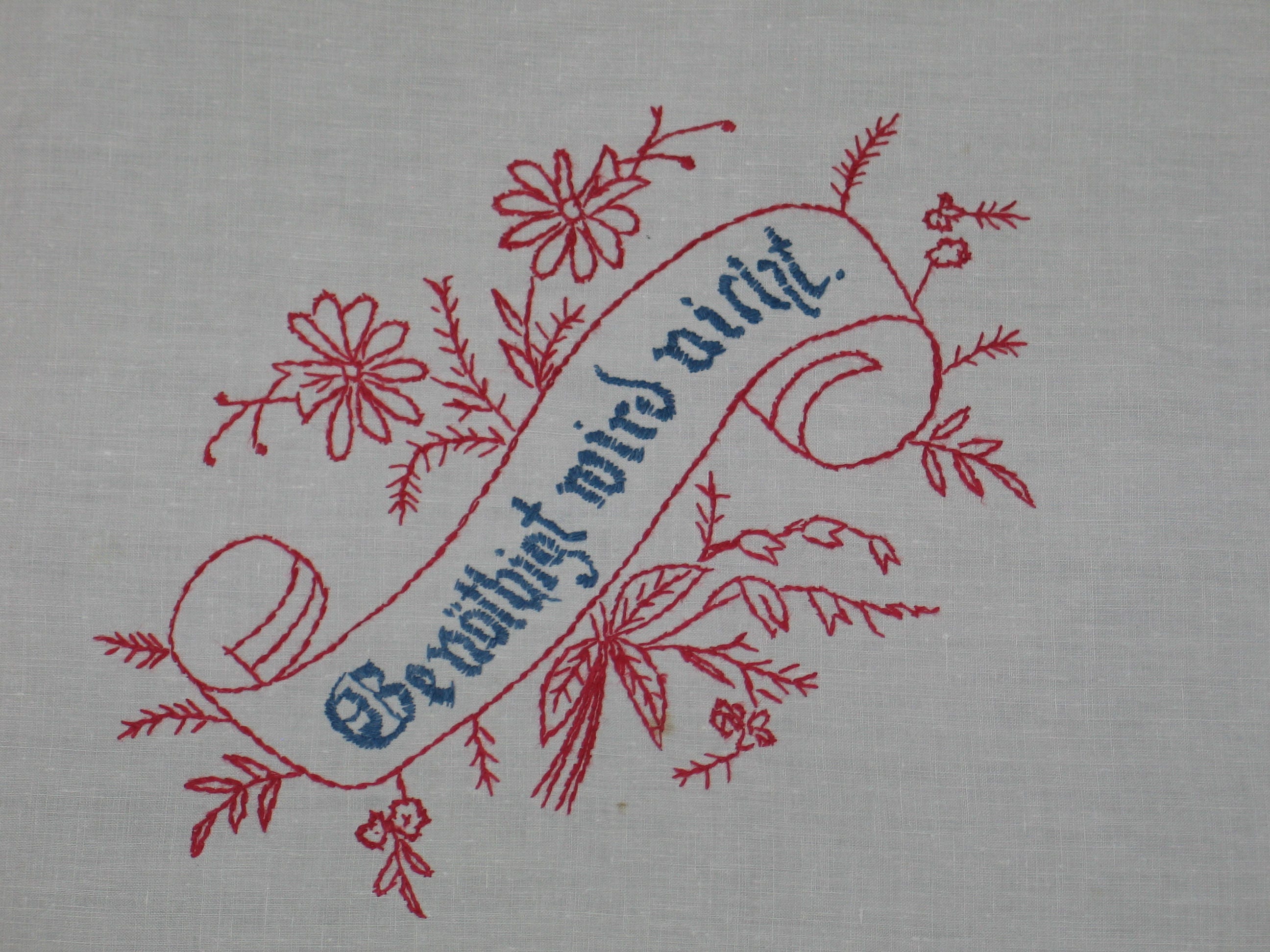 ANTIQUE Table Runner German Sampler Rhyme Turkey Redwork | Etsy