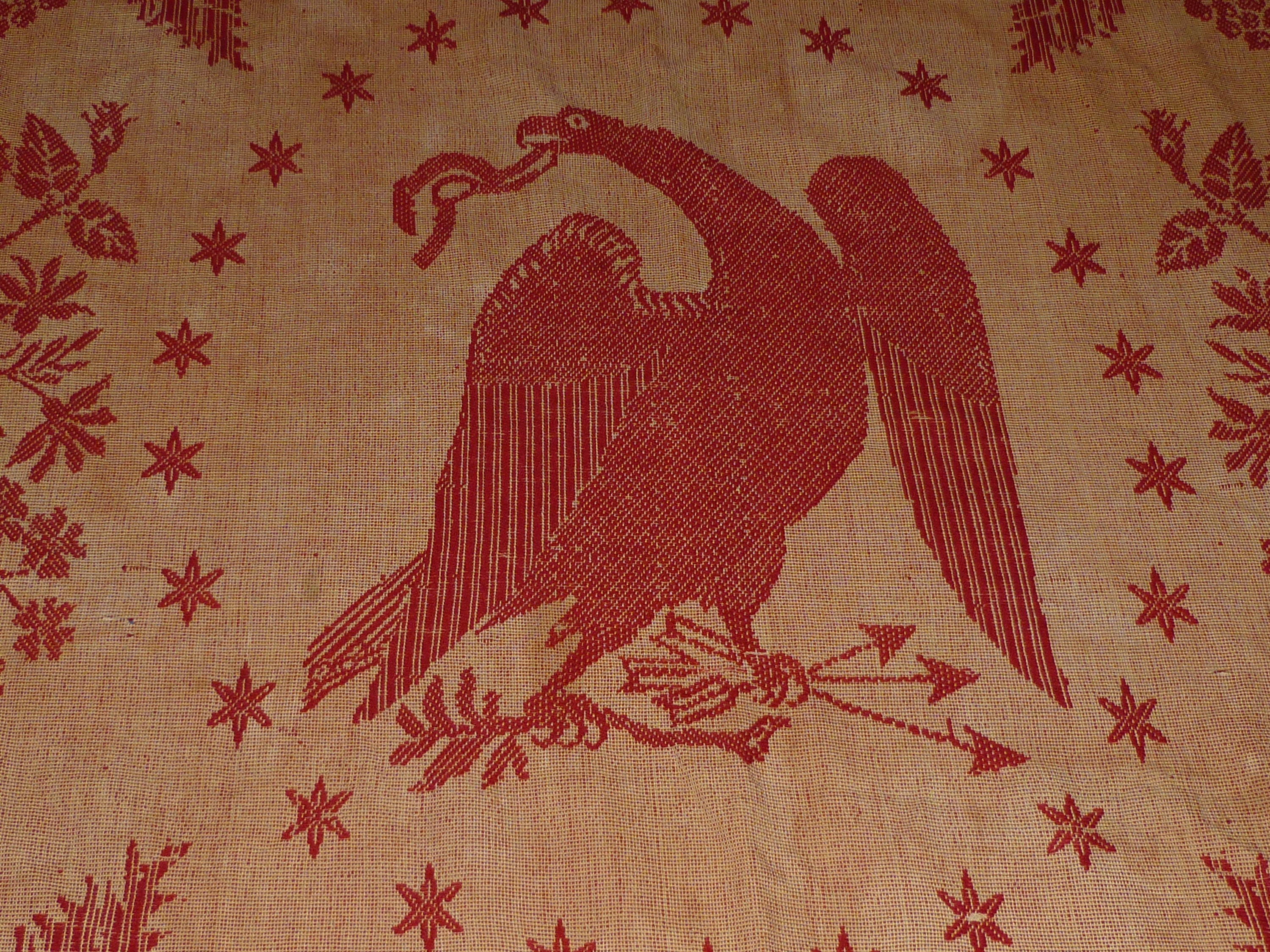 Antique C1859 Signed Jacquard Coverlet American Eagle Red Tan | Etsy