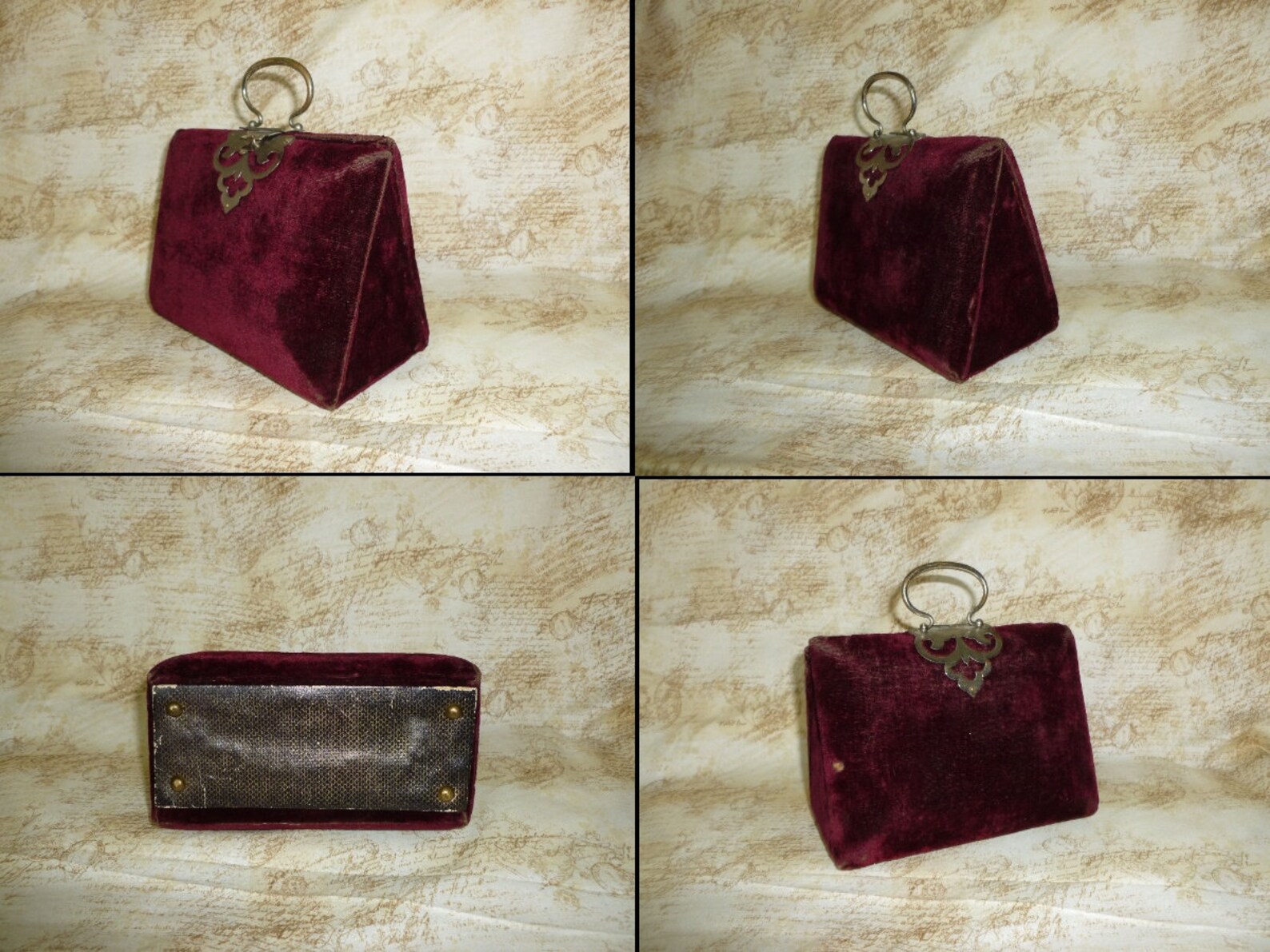 19c. Victorian Sewing Basket Antique Sewing Kit Velvet Box Silk Tufted ...