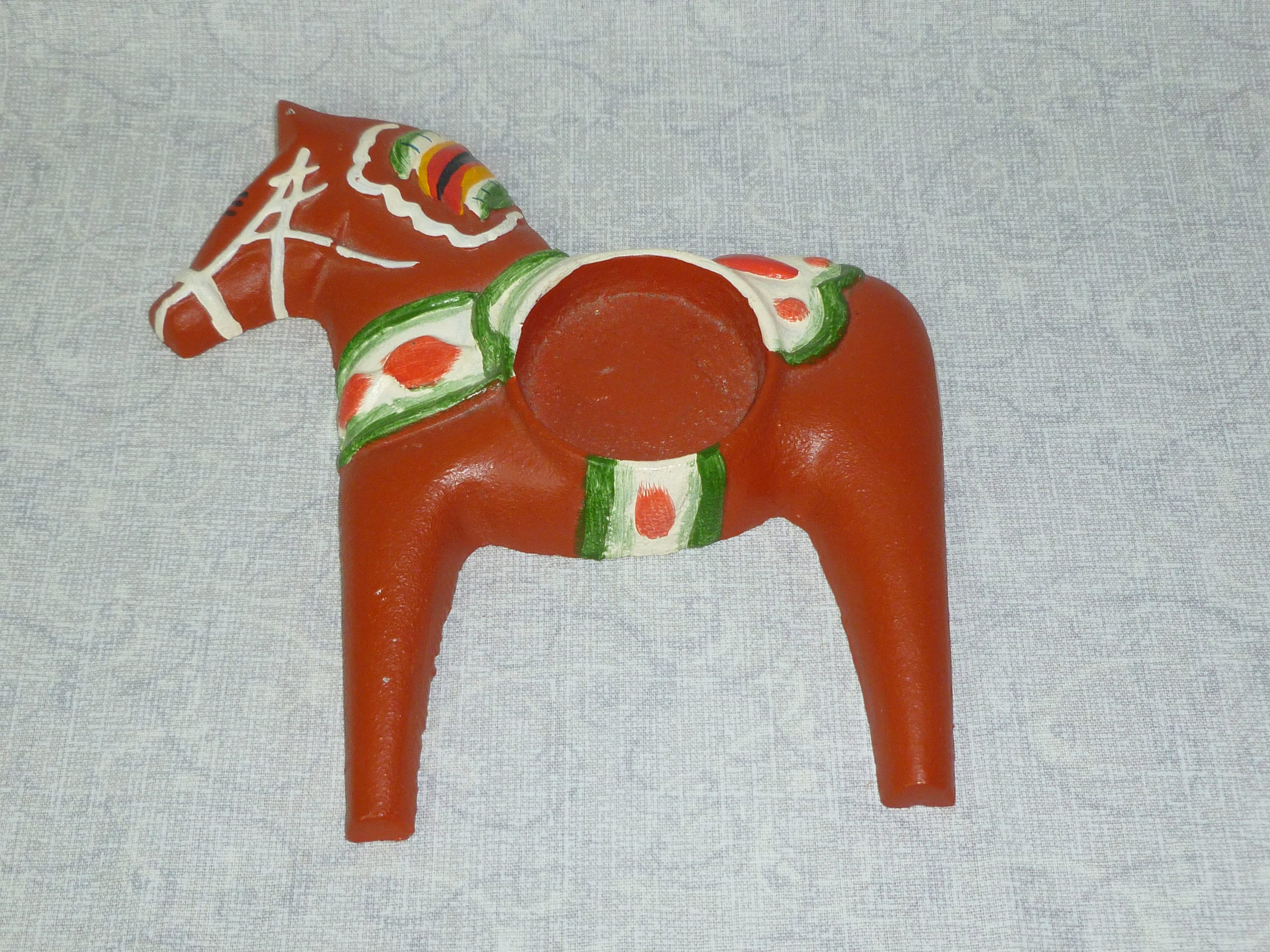Vintage Dala Horse Candle Holder Pot Metal Åkta Dala Hemslöjd Swedish ...