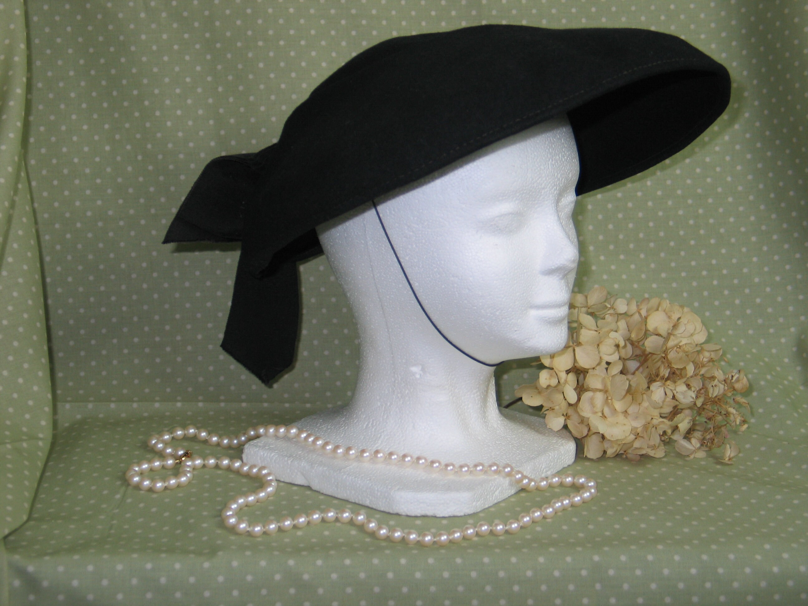 Antique Vintage Flapper Hat Fascinator Hat-gatsby-black Wool Felt Made ...