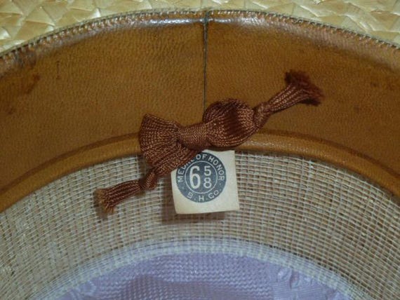 Antique Vintage Straw Boater Skimmer Hat c1930s sz 6 … - Gem