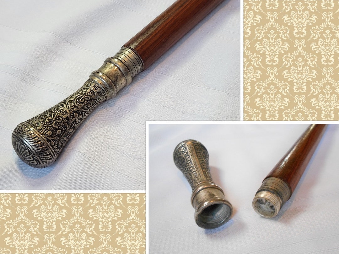 Antique Walking Stick Gadget Cane Edwardian Presentation Silver or ...